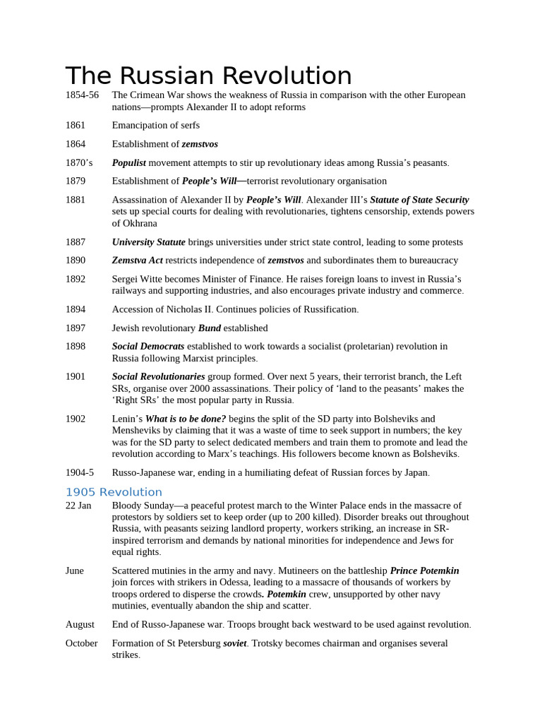 Timeline of The Russian Revolution | PDF | Nicholas Ii Of Russia ...