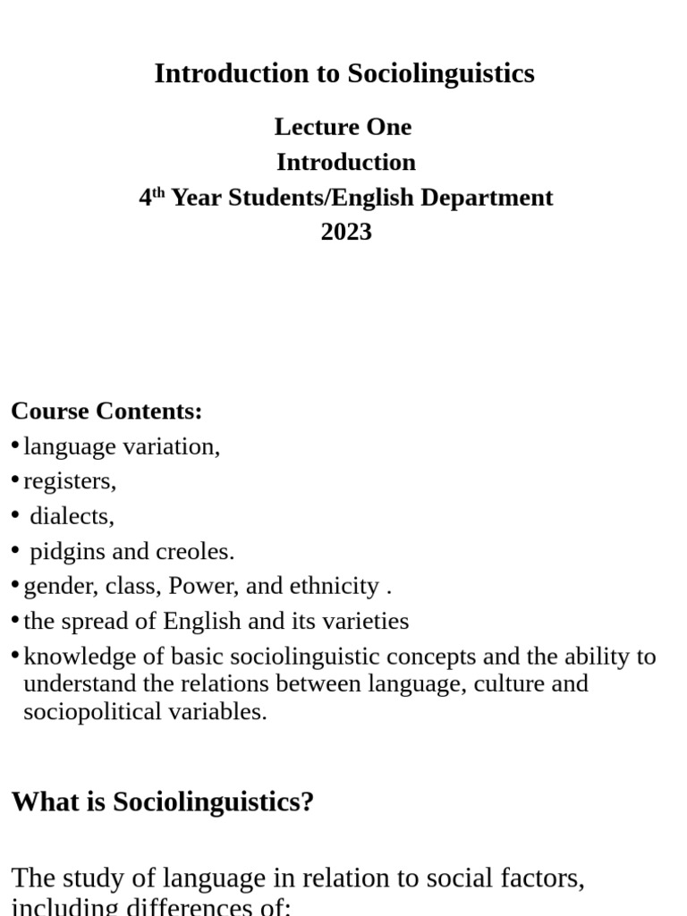 Introduction To Sociolinguistics ONE | PDF