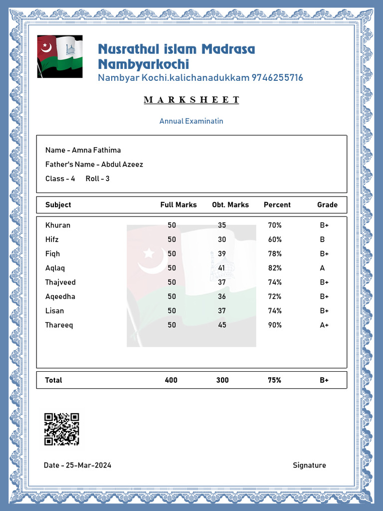 Markshhet - Amna Fathima | PDF