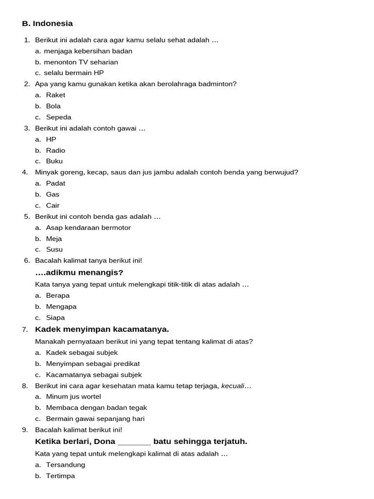 Soal Les BI Bab 2 | PDF