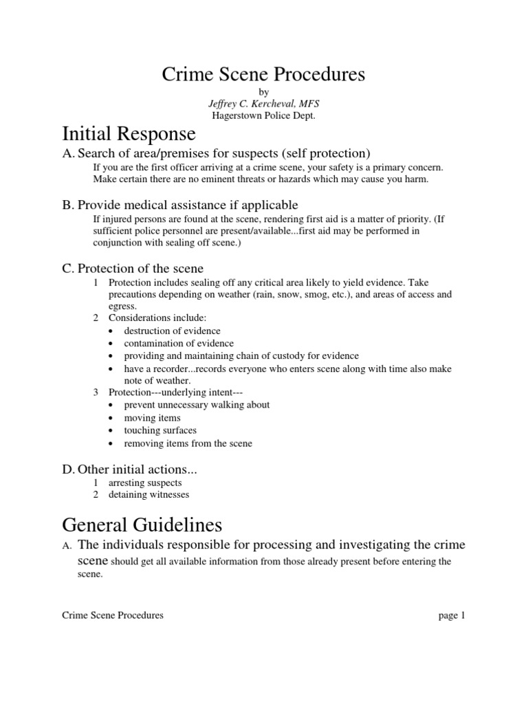 1 Crime Scene Procedures | PDF | Crime Scene | Fingerprint