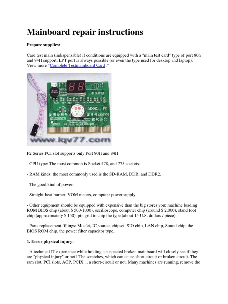 Laptop Motherboard Repair Guide | PDF | Digital Electronics | Ibm Pc ...