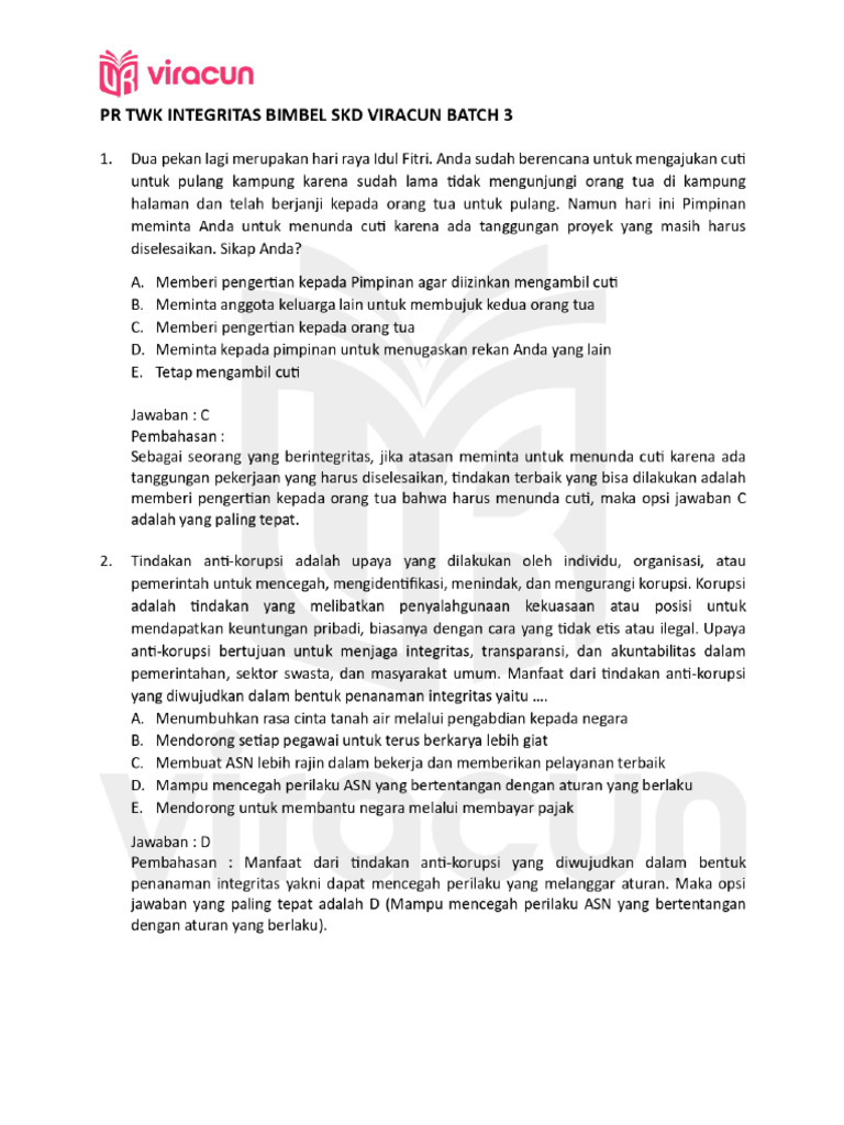 PR TWK INTEGRITAS (Pembahasan) | PDF