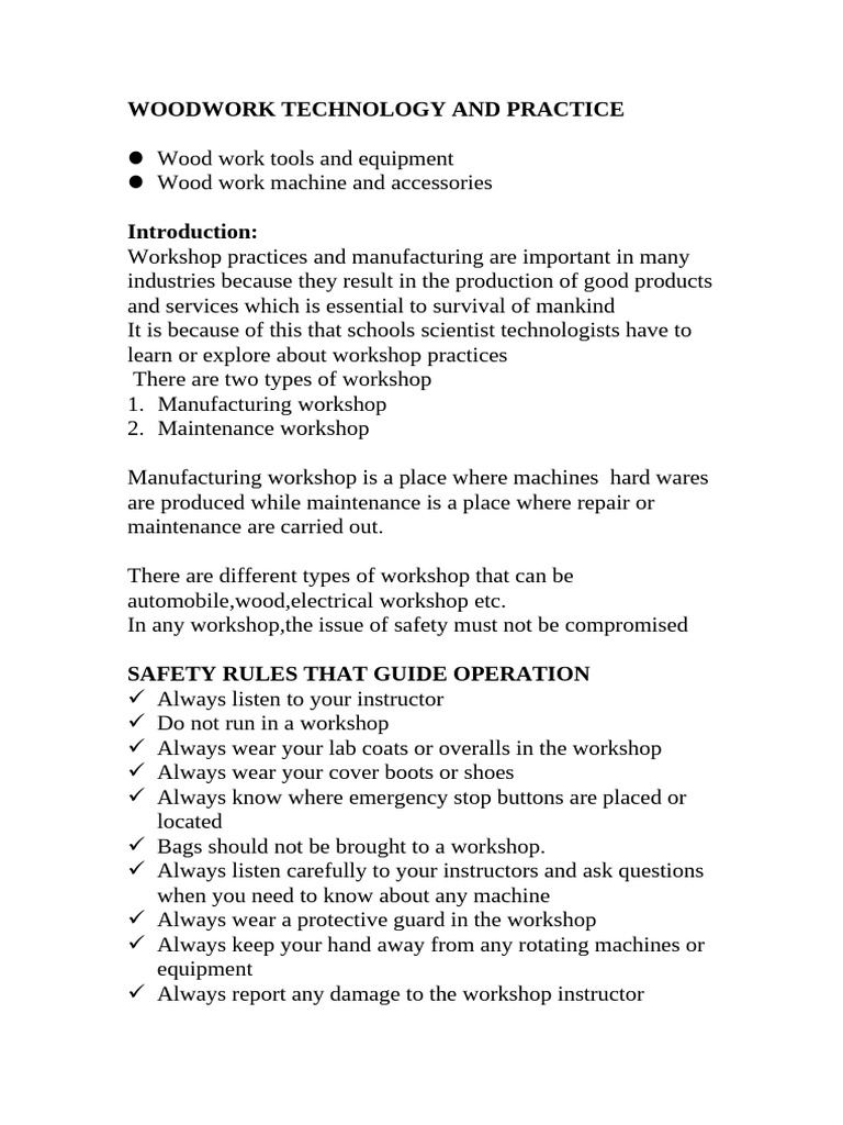 WOODWORK TECHNOLOGY AND PRACTICE by DR - BALOGUN | PDF | Equipment ...