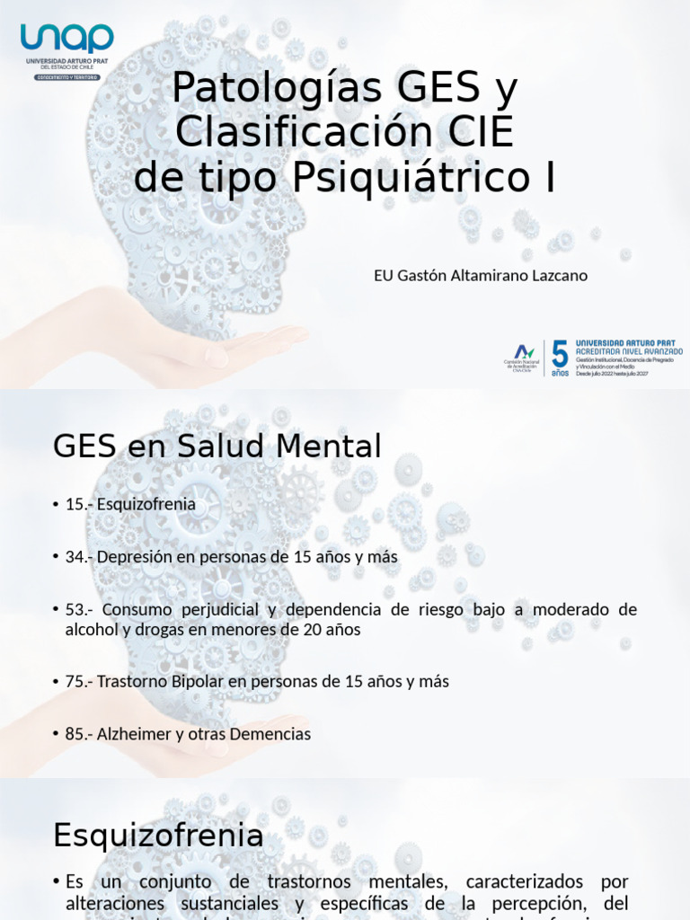 Patologías Ges y Clasificación CIE 1ra Parte | PDF | Esquizofrenia ...