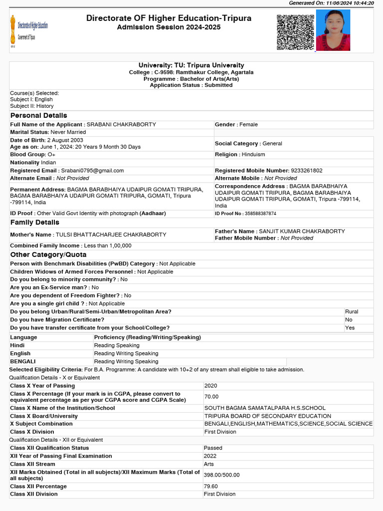 Srabani Chakraborty Ramthakur College | PDF