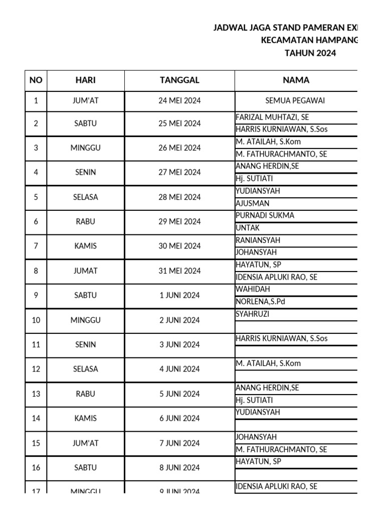 Jadwal Jaga | PDF