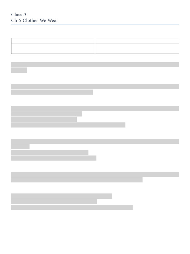 Class-3 Ch-5 Clothes we wear | PDF