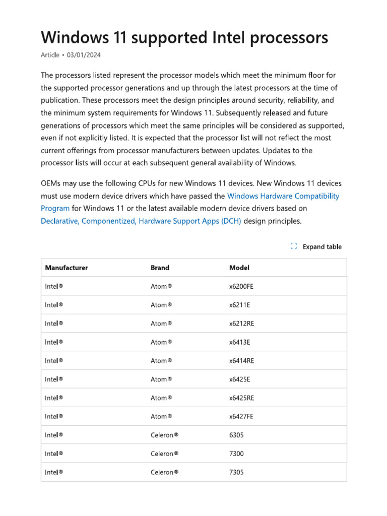 Compatible Xeon Processors With Windows 11 | PDF