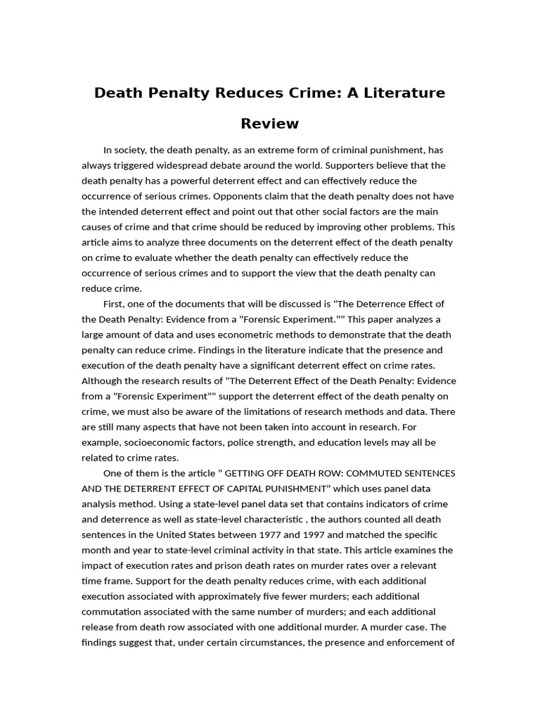 Death Penalty Reduces Crime | PDF