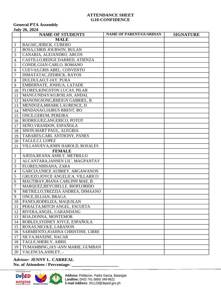 GPTA-Attendance-Sheet | PDF