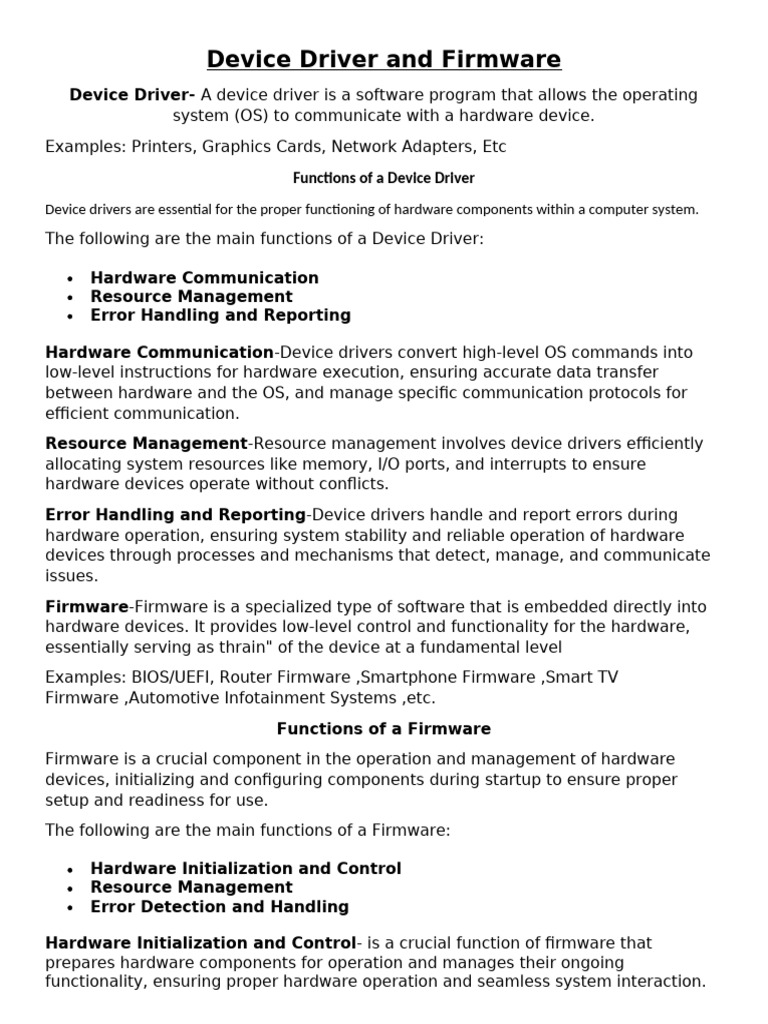 Device Driver and Firmware | PDF