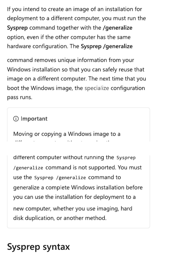 Sysprep Instructions | PDF