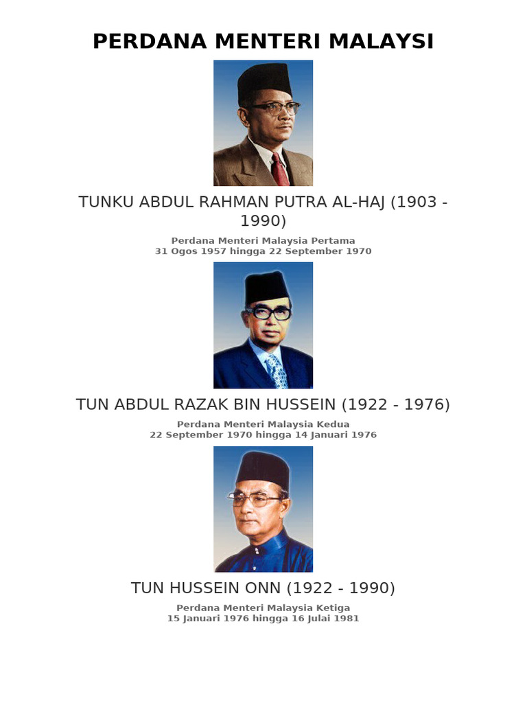 Senarai Perdana Menteri Malaysia | PDF