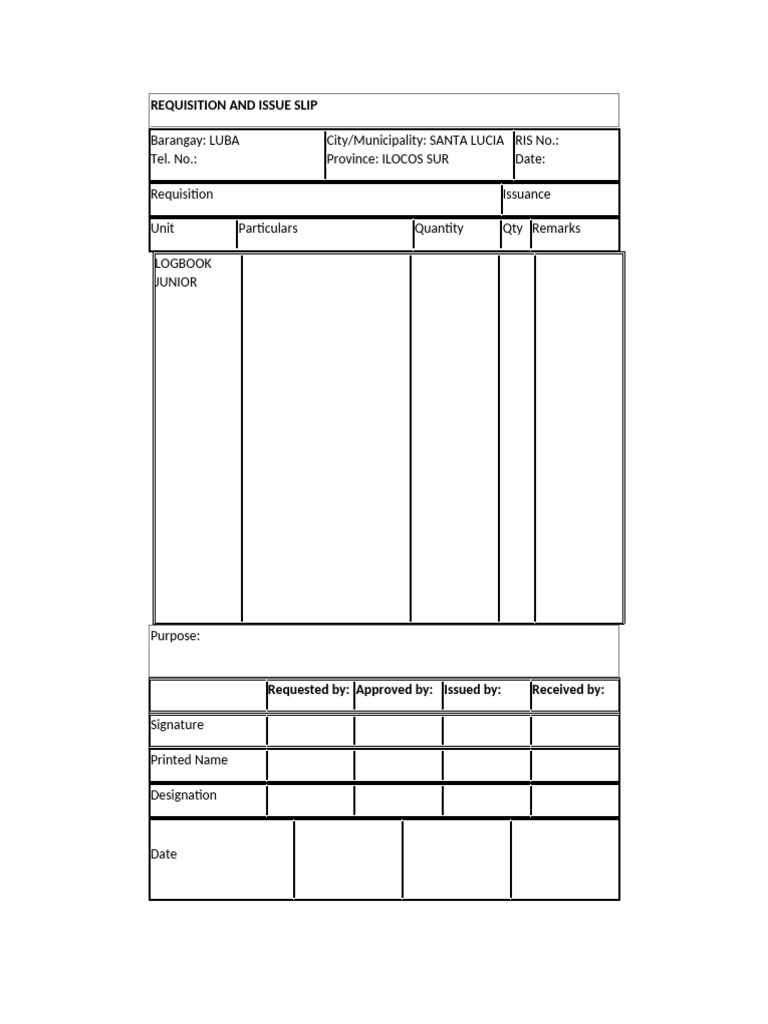 Requisition and Issue Slip | PDF