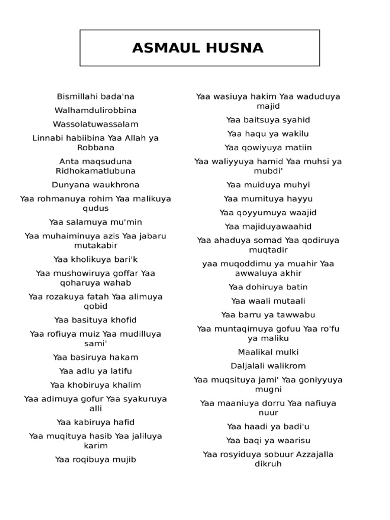 Asmaul Husna Latin | PDF