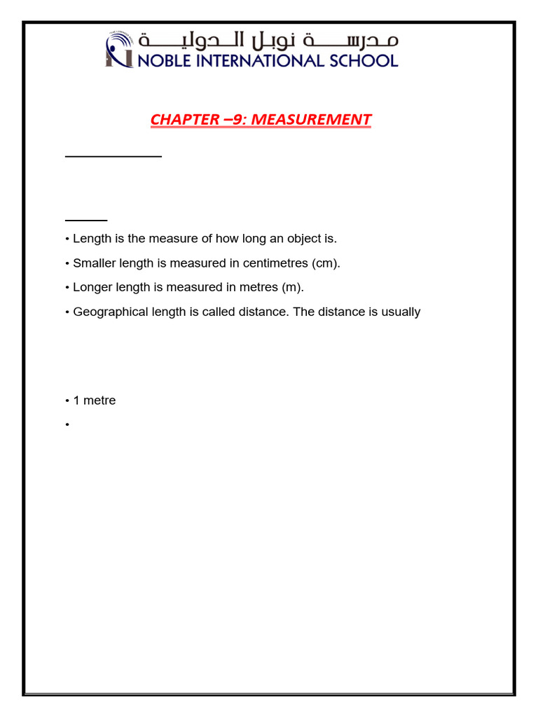 Chapter 9 Measurement | PDF | Length | Measurement
