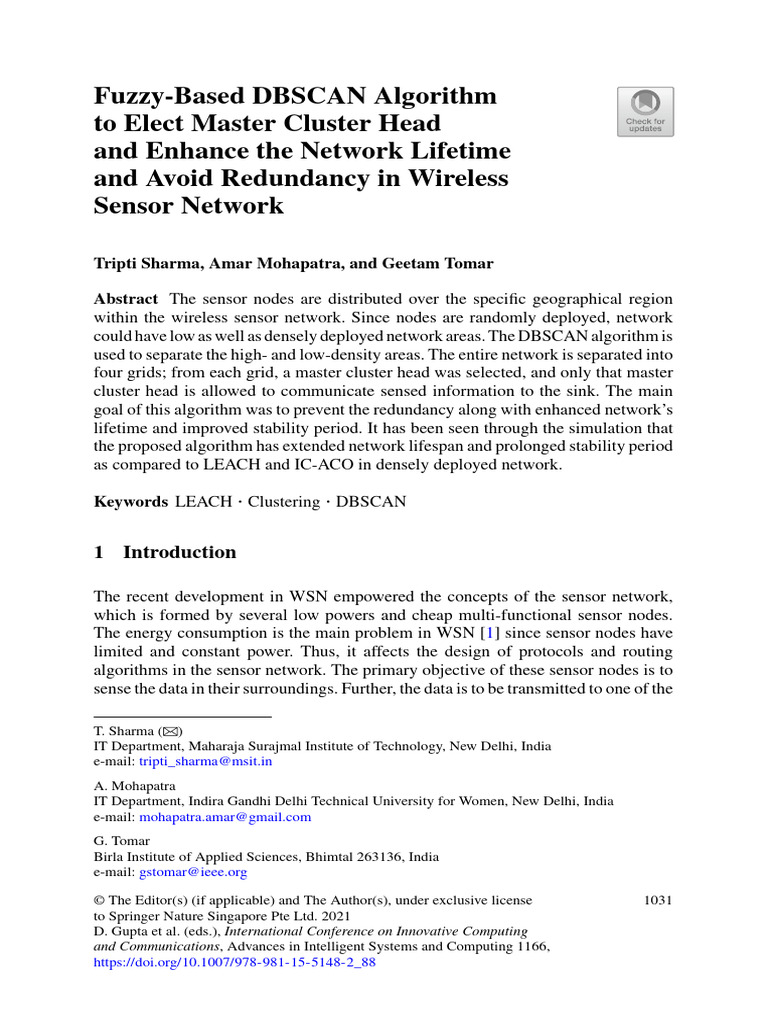 Fuzzy Based DBSCAN Algorithm To Elect Ma | PDF
