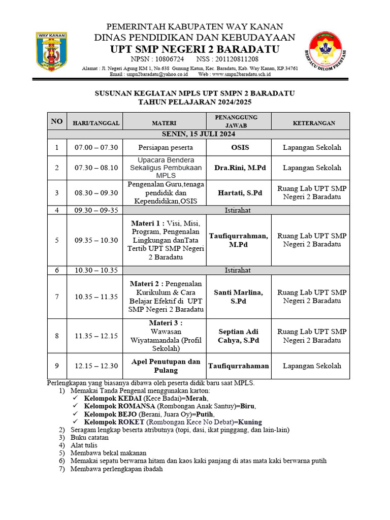 Jadwal Mpls 2024-2025 | PDF