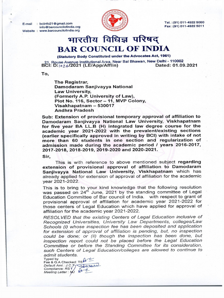 BCI Affiliation Approval | PDF