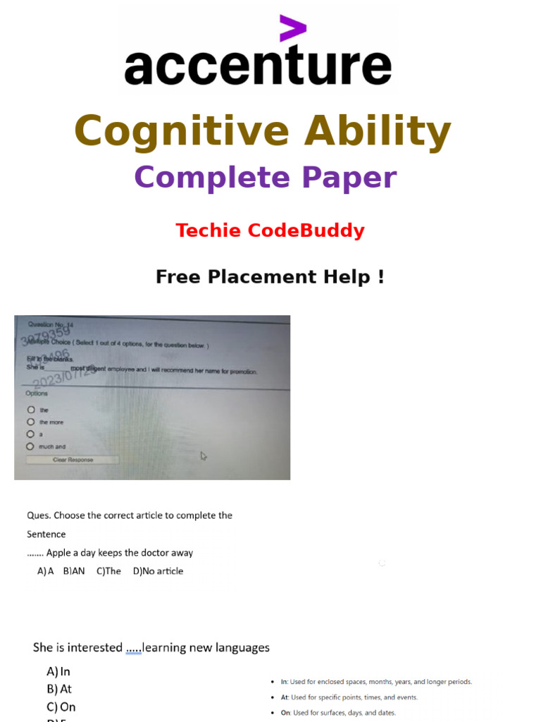 Cognitive Ability Accenture Complete Paper | PDF