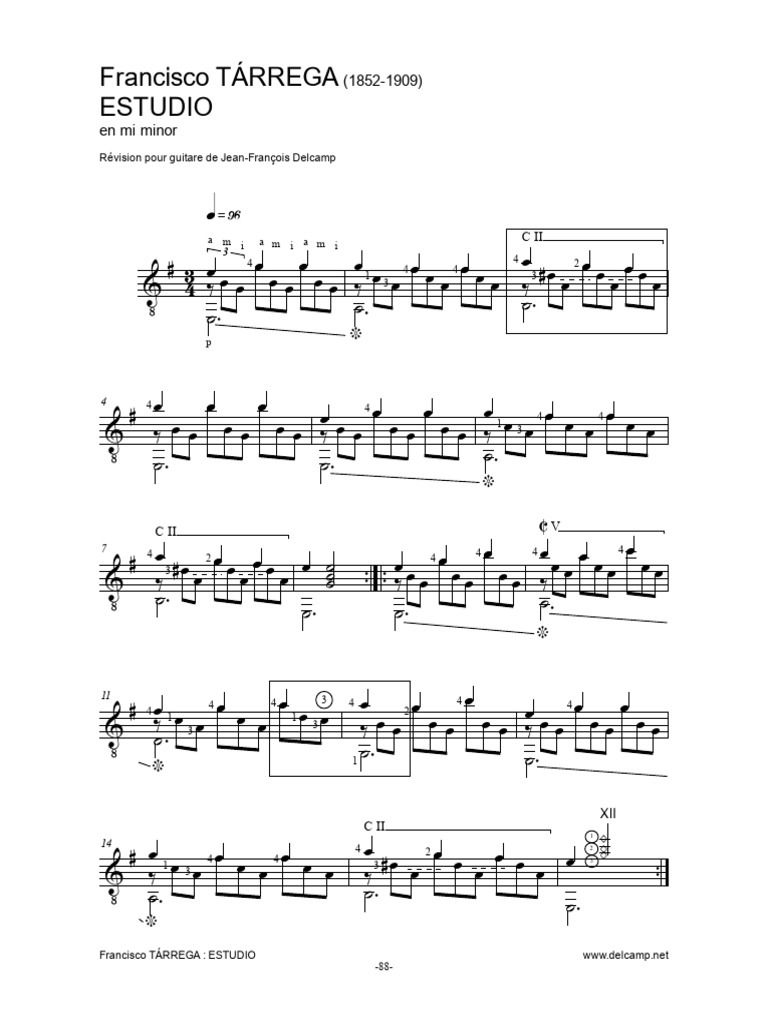 Tarrega Estudio en Mi Menor | PDF