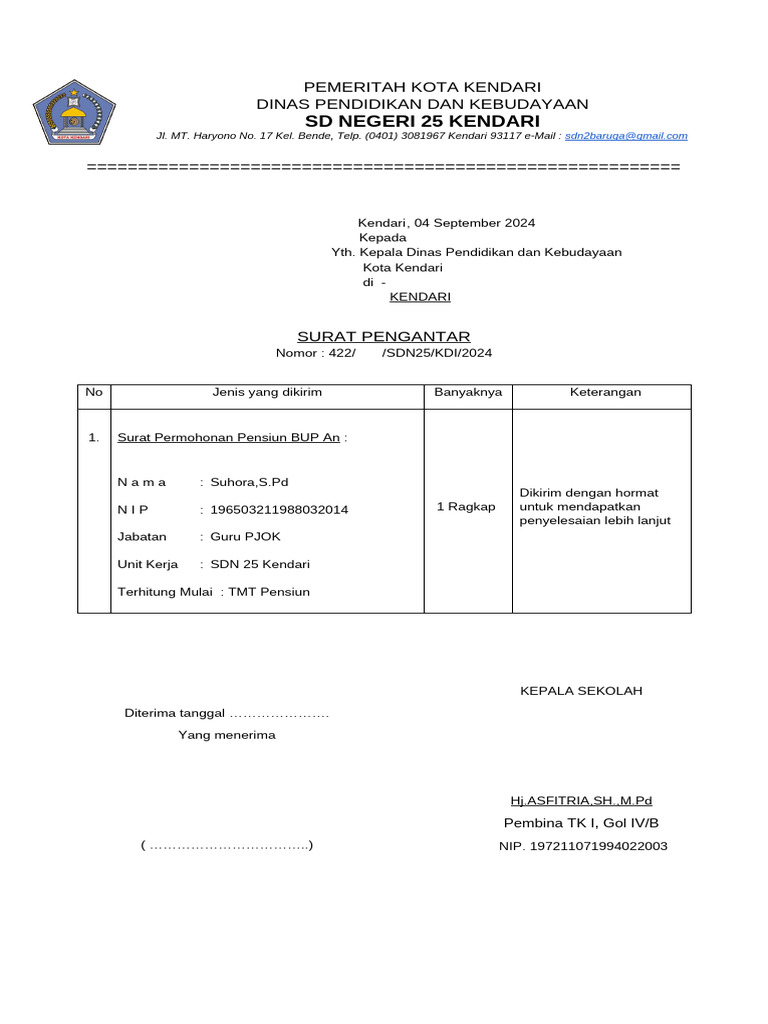 berkas pensiun ibu suhora | PDF