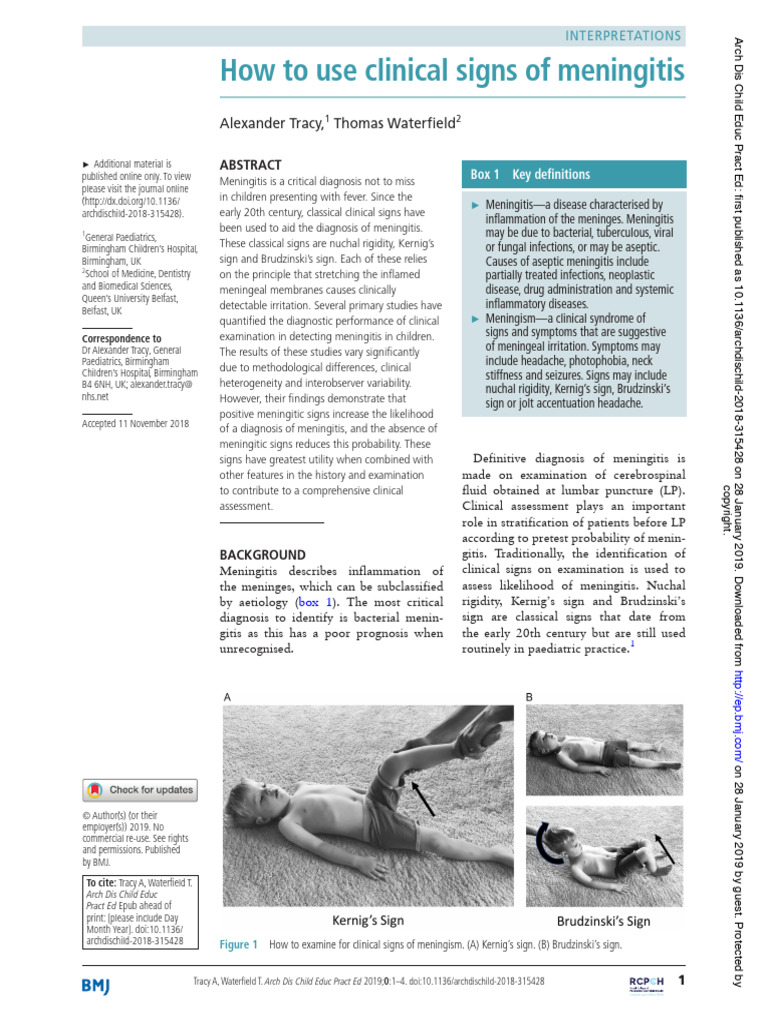 Signos Clinicos de Meningitis | PDF