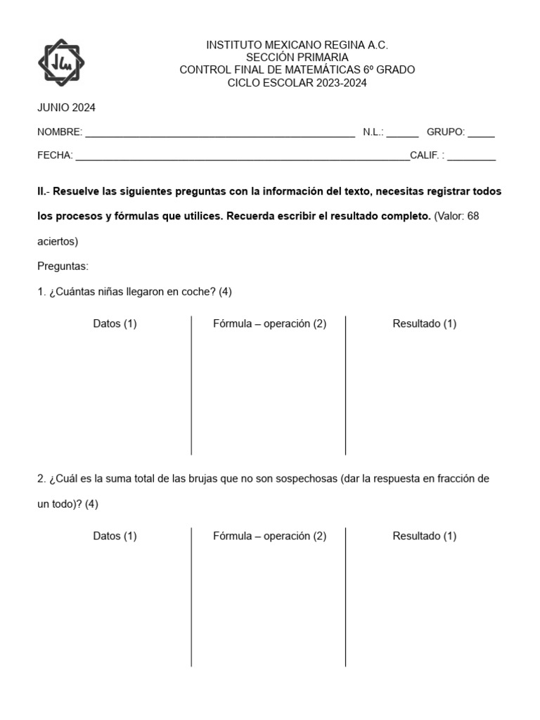 Ev - Mate 6º Trim III | PDF