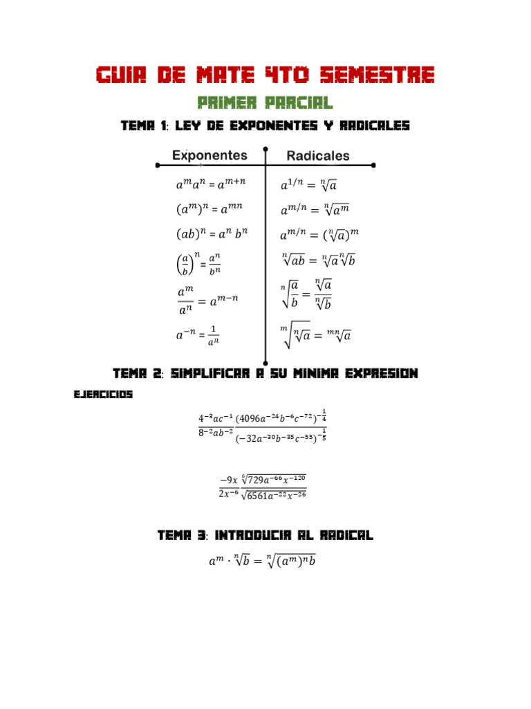 GuiA DE MATE 4TO SEMESTRE | PDF