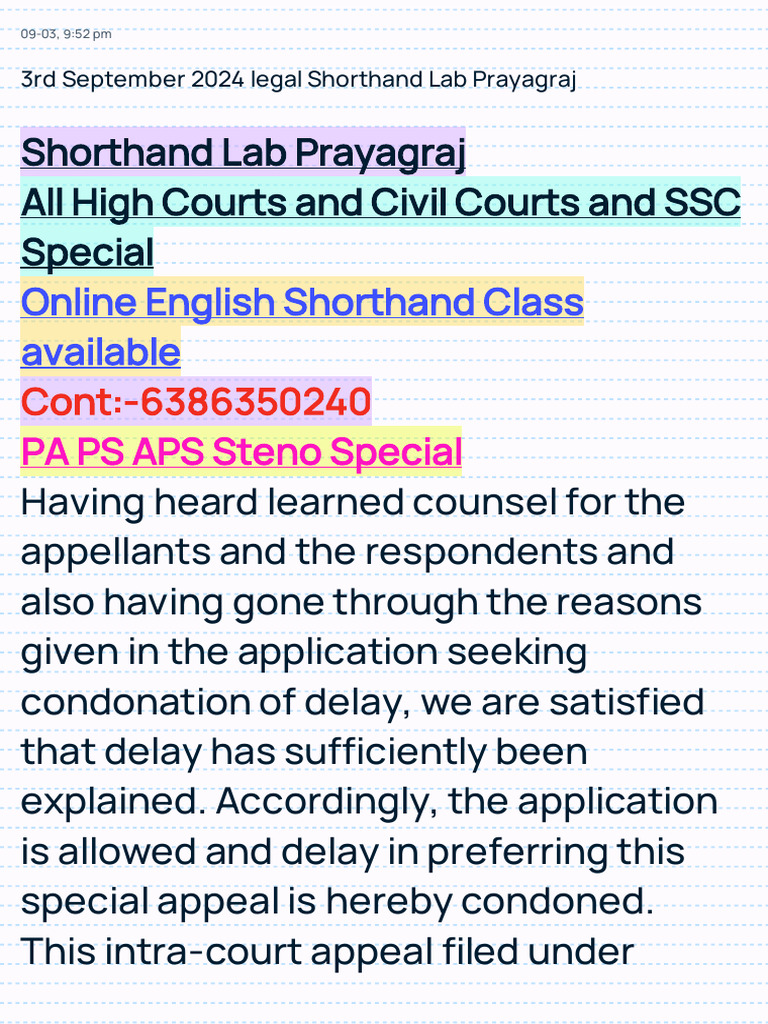 3rd September 2024 Legal Shorthand Lab Prayagraj | PDF