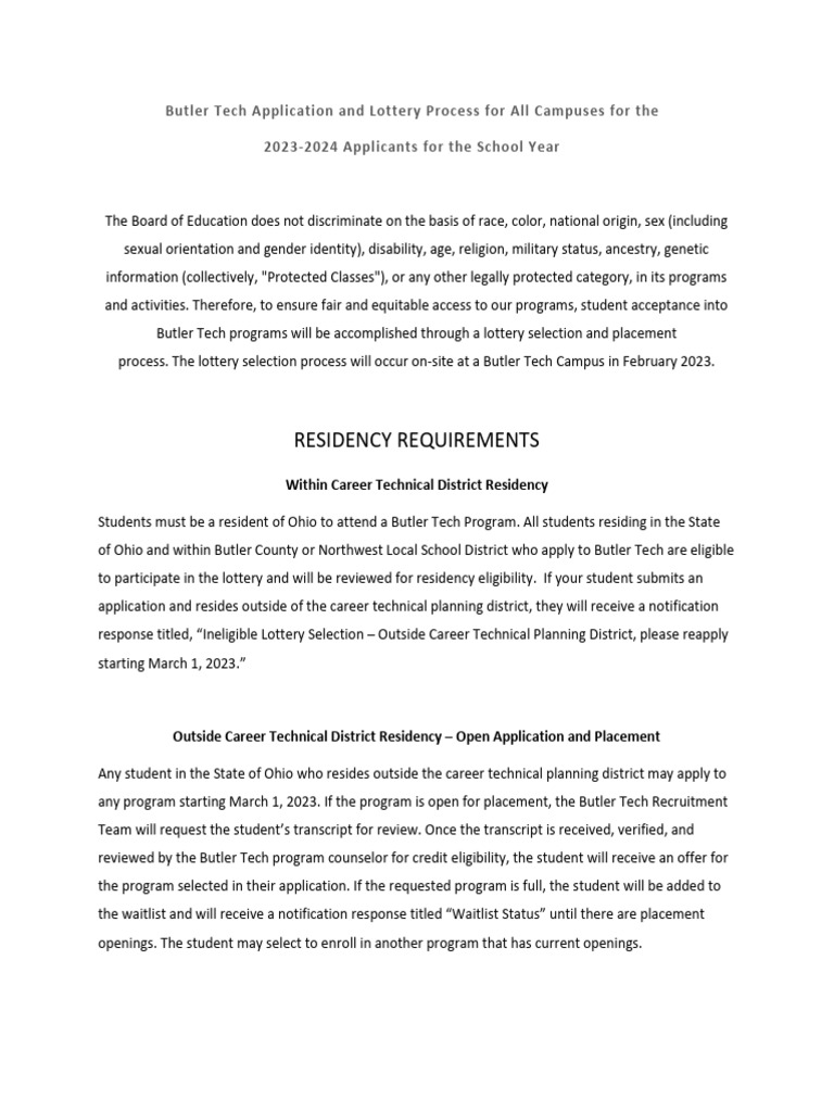 23-24 Butler Tech Application Process | PDF