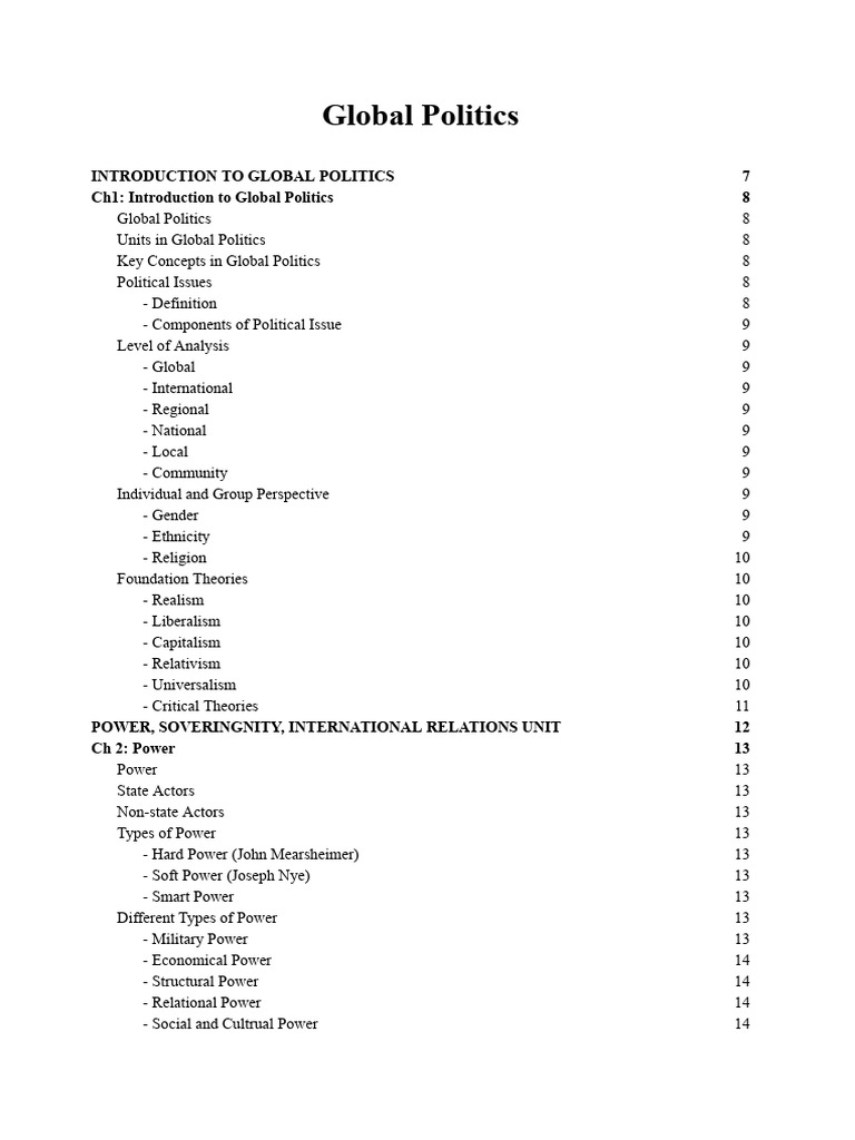 IBDP Global Politics Notes | PDF
