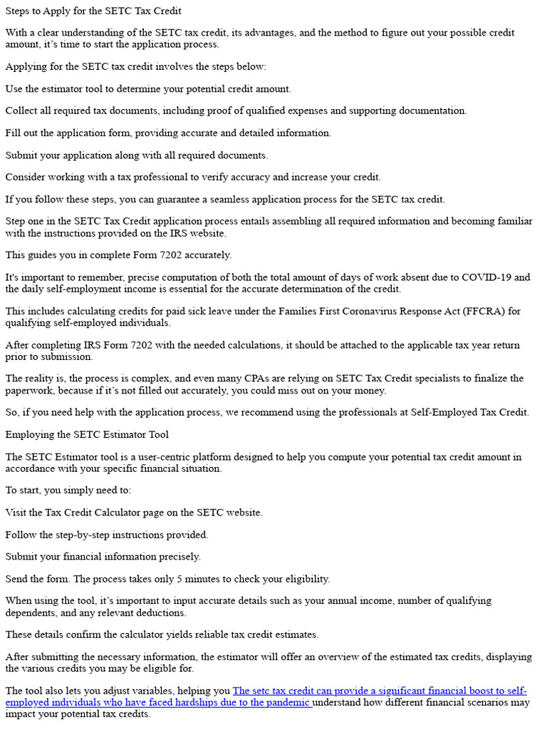 How to Apply for SETC Tax Credit | PDF | Taxes | Payments