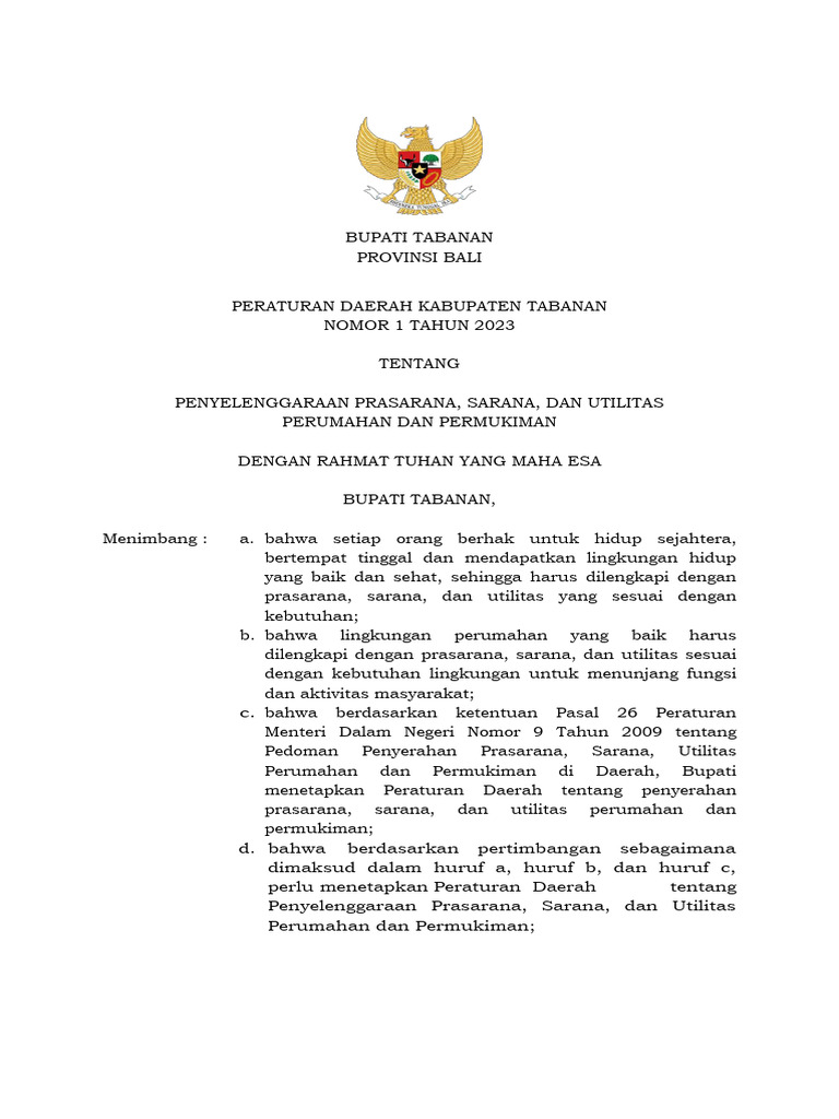 Perda 1 2023tabanan | PDF