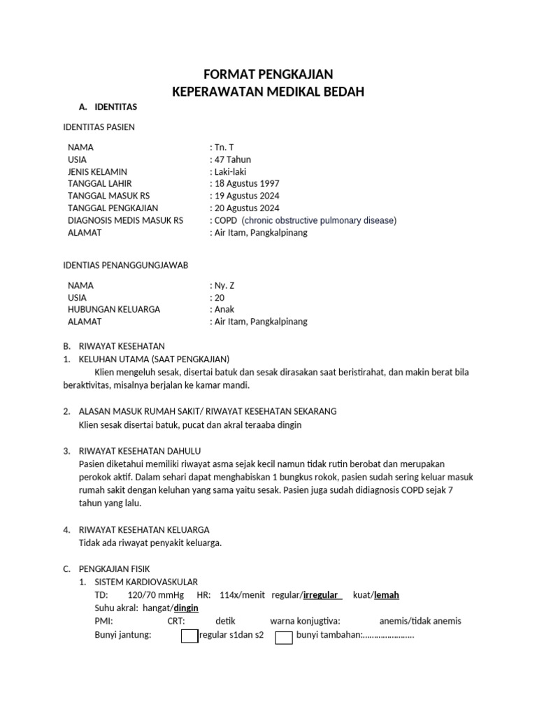 Format Pengkajian Kasus Soal 1 Dokkep. Rev | PDF