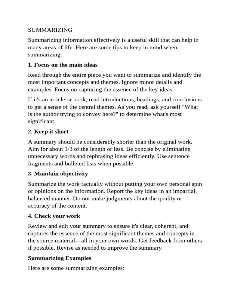 Share Summarizing & Paraphrasing | PDF