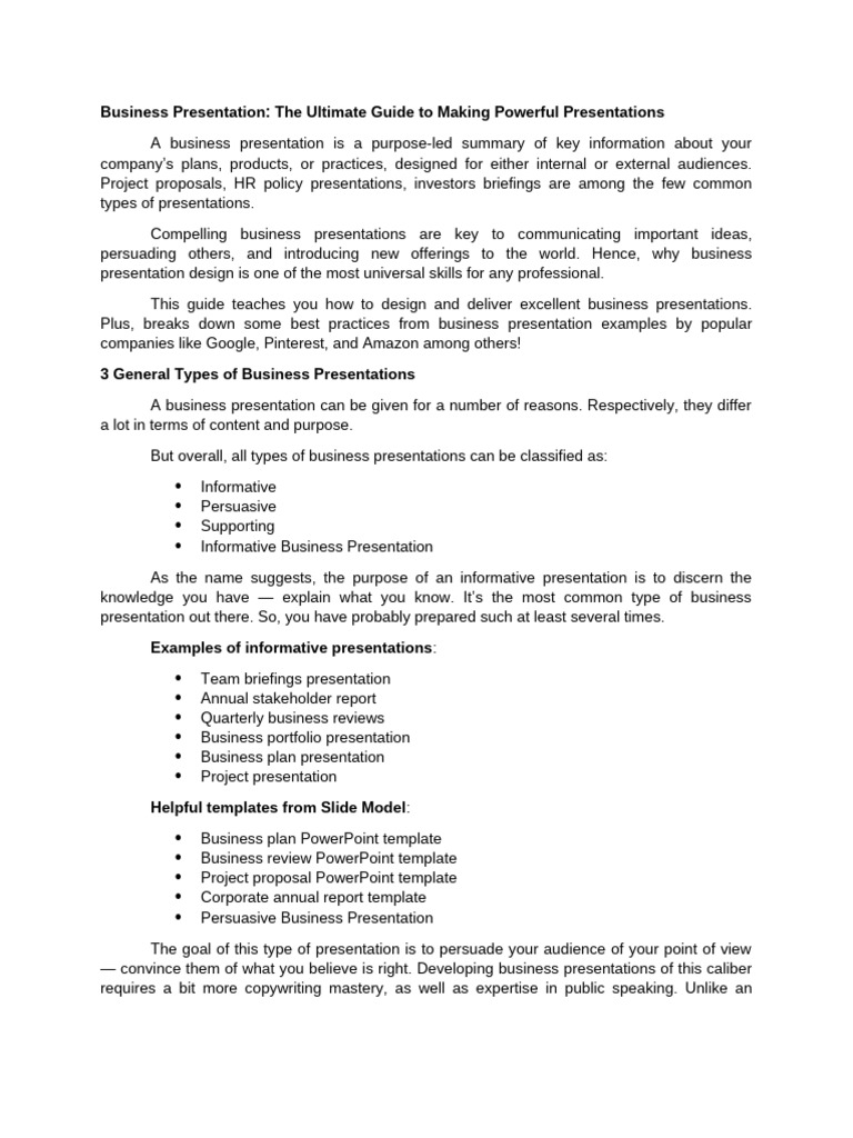 Business Presentation | PDF