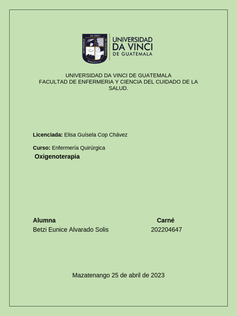 Oxigenoterapia Lic Guisela | PDF