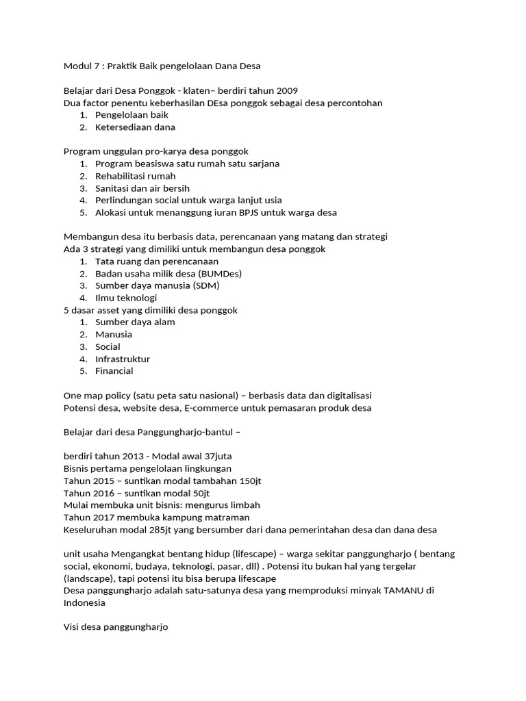 Modul 7 - Praktik Baik Pengelolaan Dana Desa | PDF