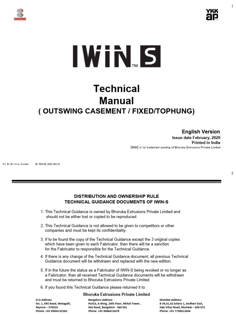 YKK Window Technical Data Sheet | PDF