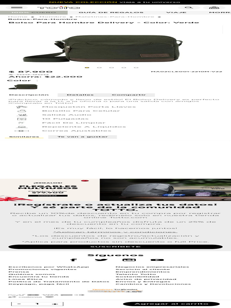 Bolso Ajustable Delivery - Totto Col Mobile | PDF