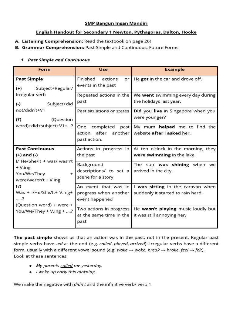 Sec. 1 - English Handout | PDF