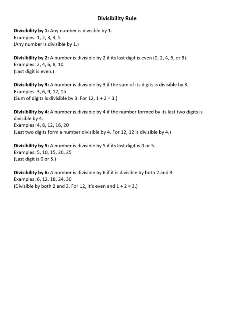 Divisibility Rule | PDF