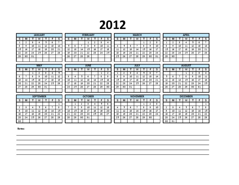 2012 Monthly Calendar Layout | PDF | Sports & Recreation