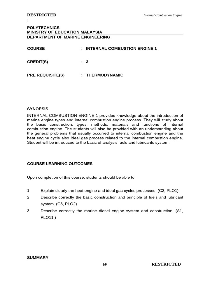 Internal Combustion Engine 1 Pdf