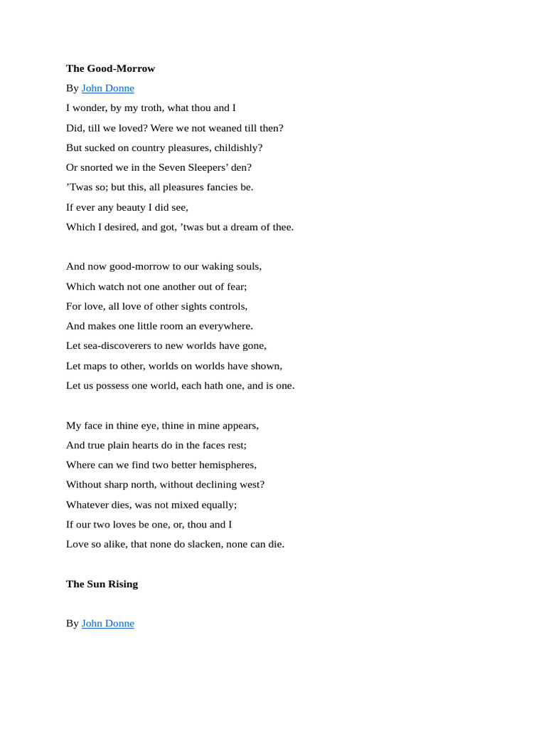 John Donne Poems Ma (English) Sem-1 | PDF