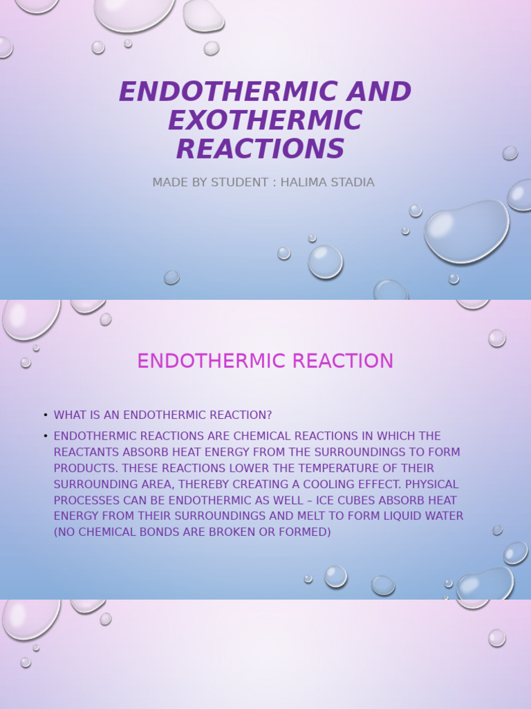 Endothermic and Exothermic Reactions Halima Saadia | PDF | Chemical Reactions | Heat