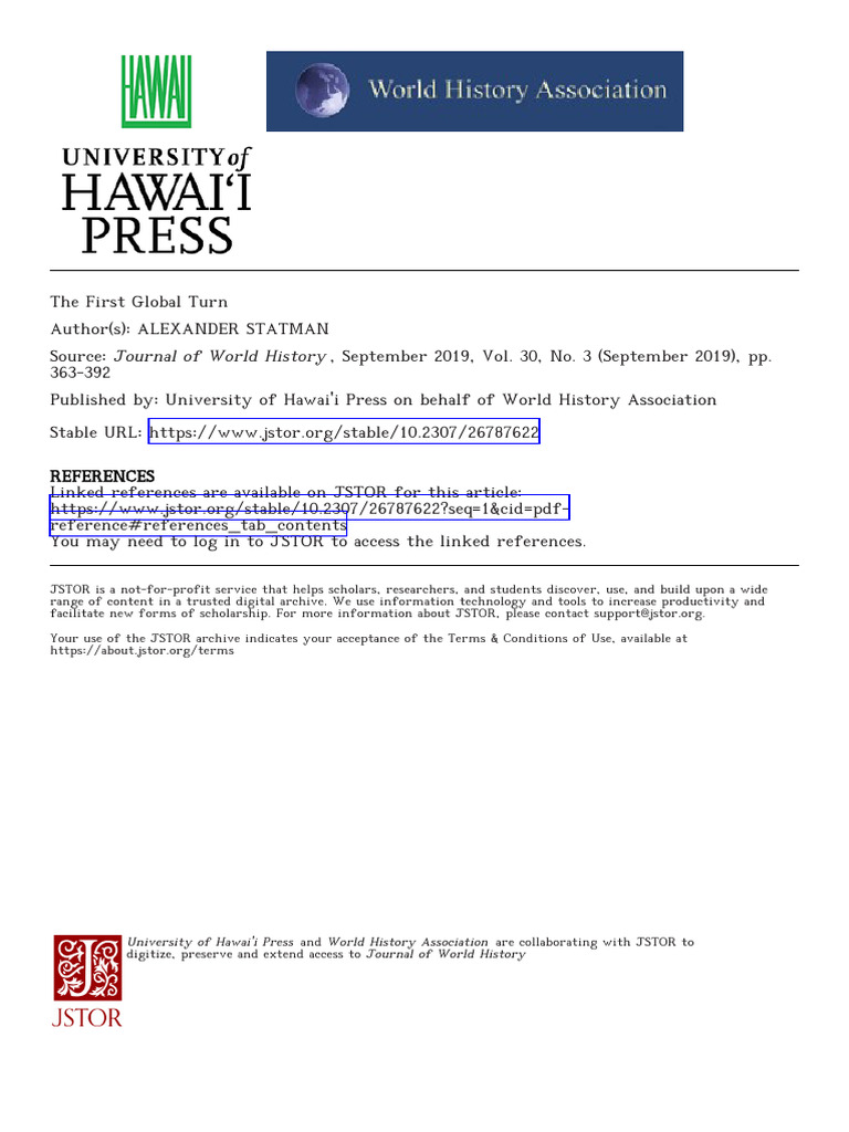 Alexander Statman. The First Global Turn. HISTORIA GLOBAL | PDF