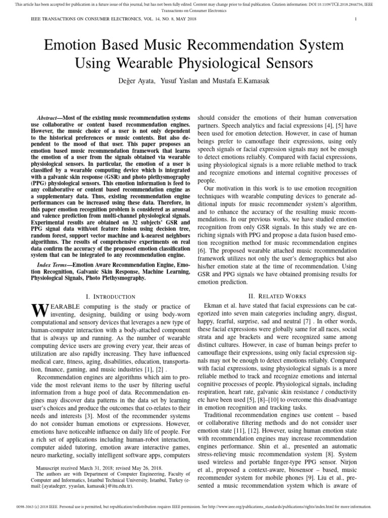 Emotion Based Music Recommendation Syste | PDF | Emotions | Machine Learning